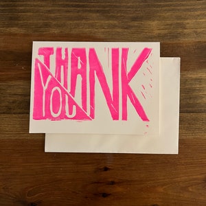 Thank You Card—greeting Card—block Print—handmade - Etsy