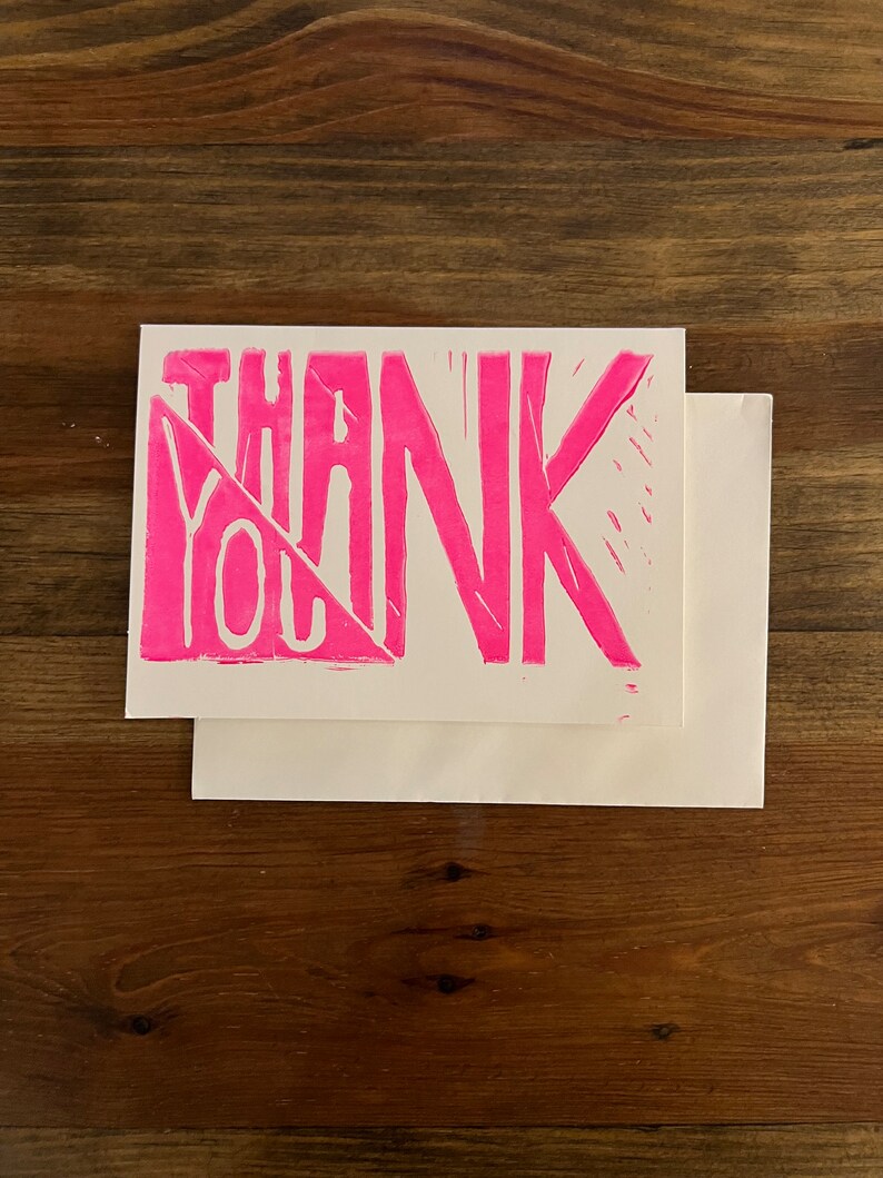 Thank You Card—greeting Card—block Print—handmade - Etsy