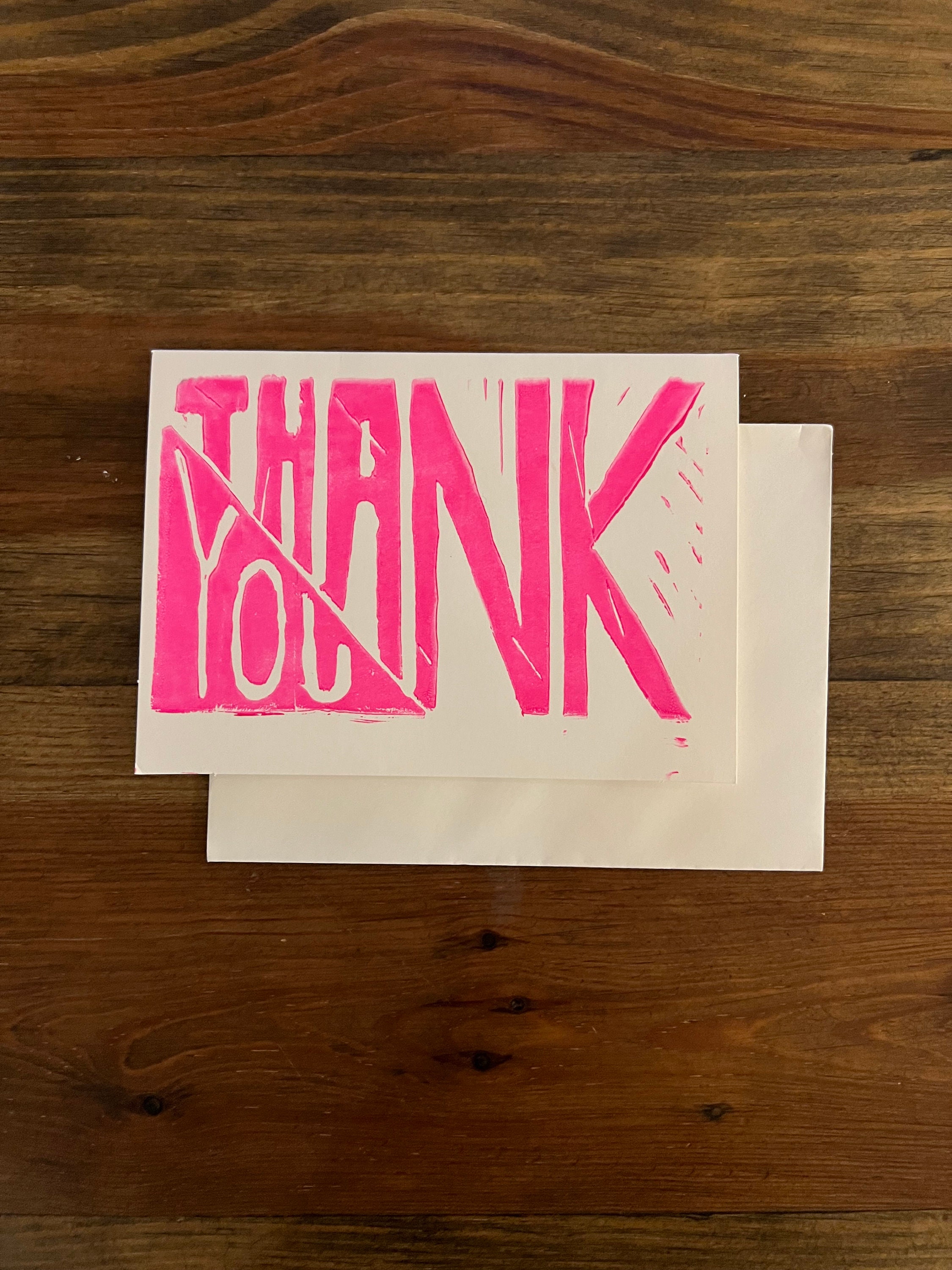 Thank You Card—greeting Card—block Print—handmade - Etsy