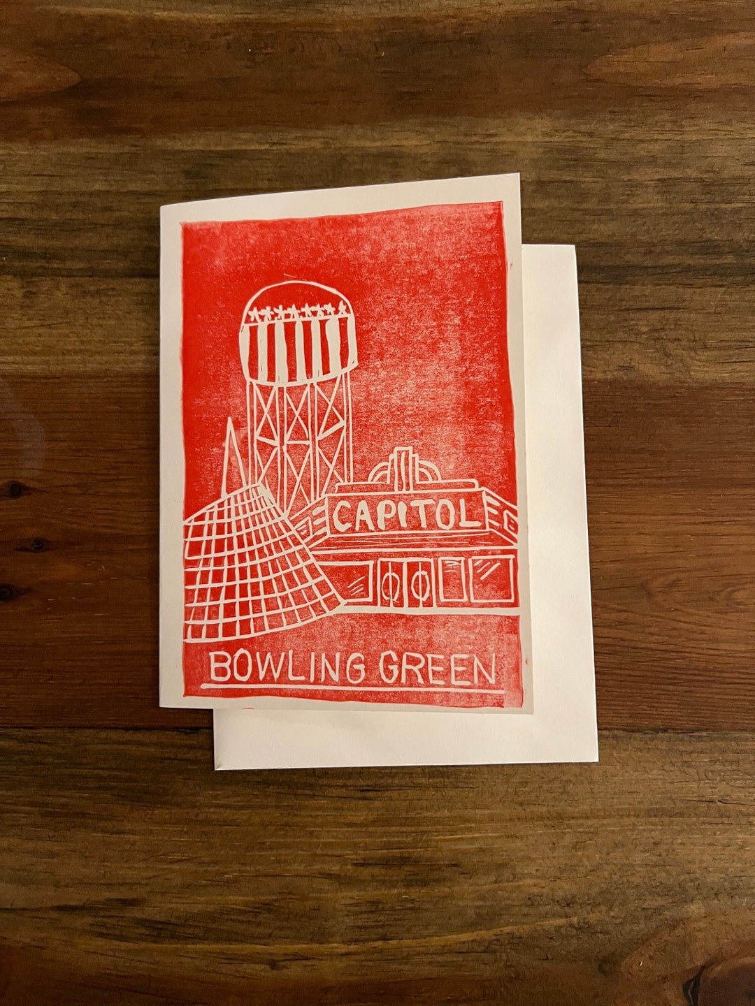 Bowling Green, KY Landmarks—greeting Card—block Print—handmade - Etsy