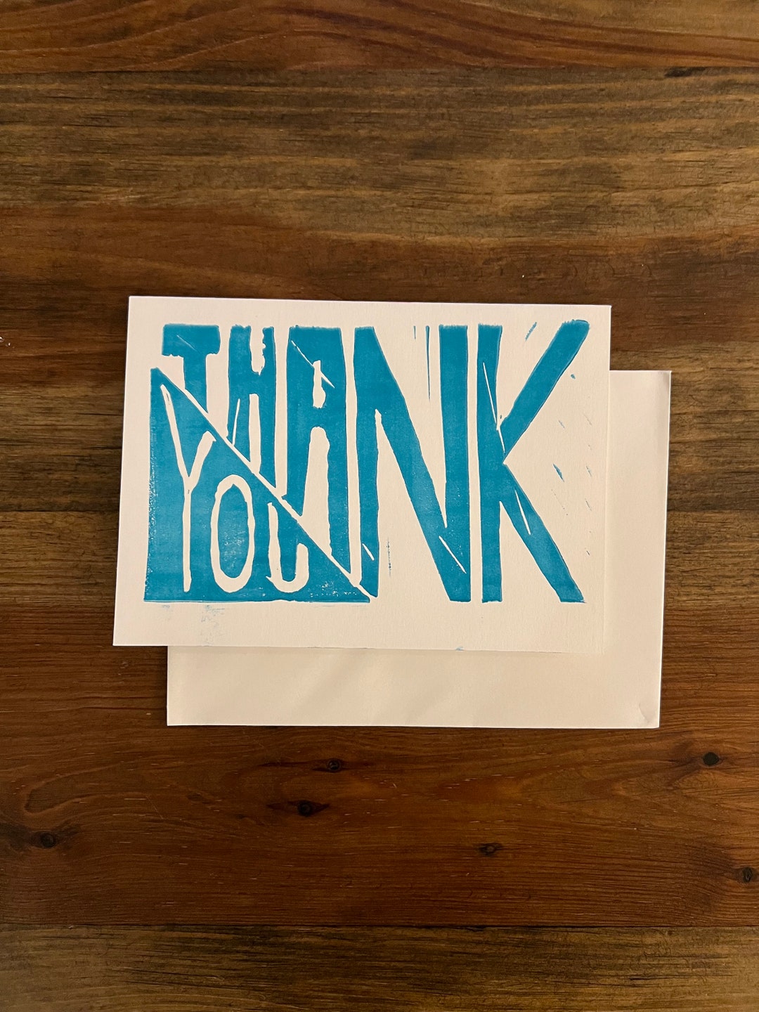 Thank You Card—greeting Card—block Print—handmade - Etsy