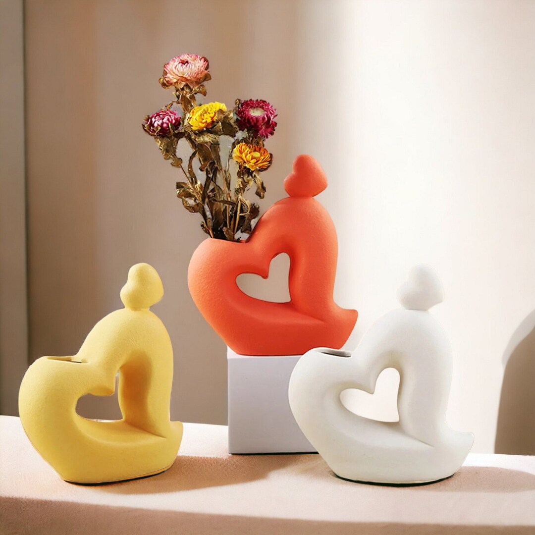Love Heart Vase Matte Vase Valentines Day Gift Home Gift Wedding Decor ...
