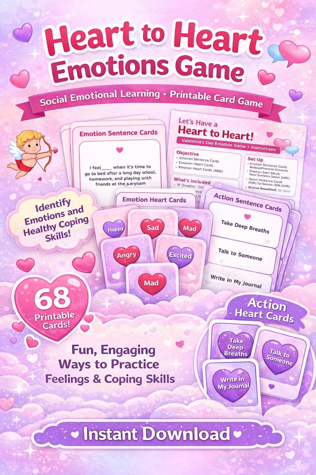 Heart to Heart Emotions Game-social Emotional Learning Card Game ...