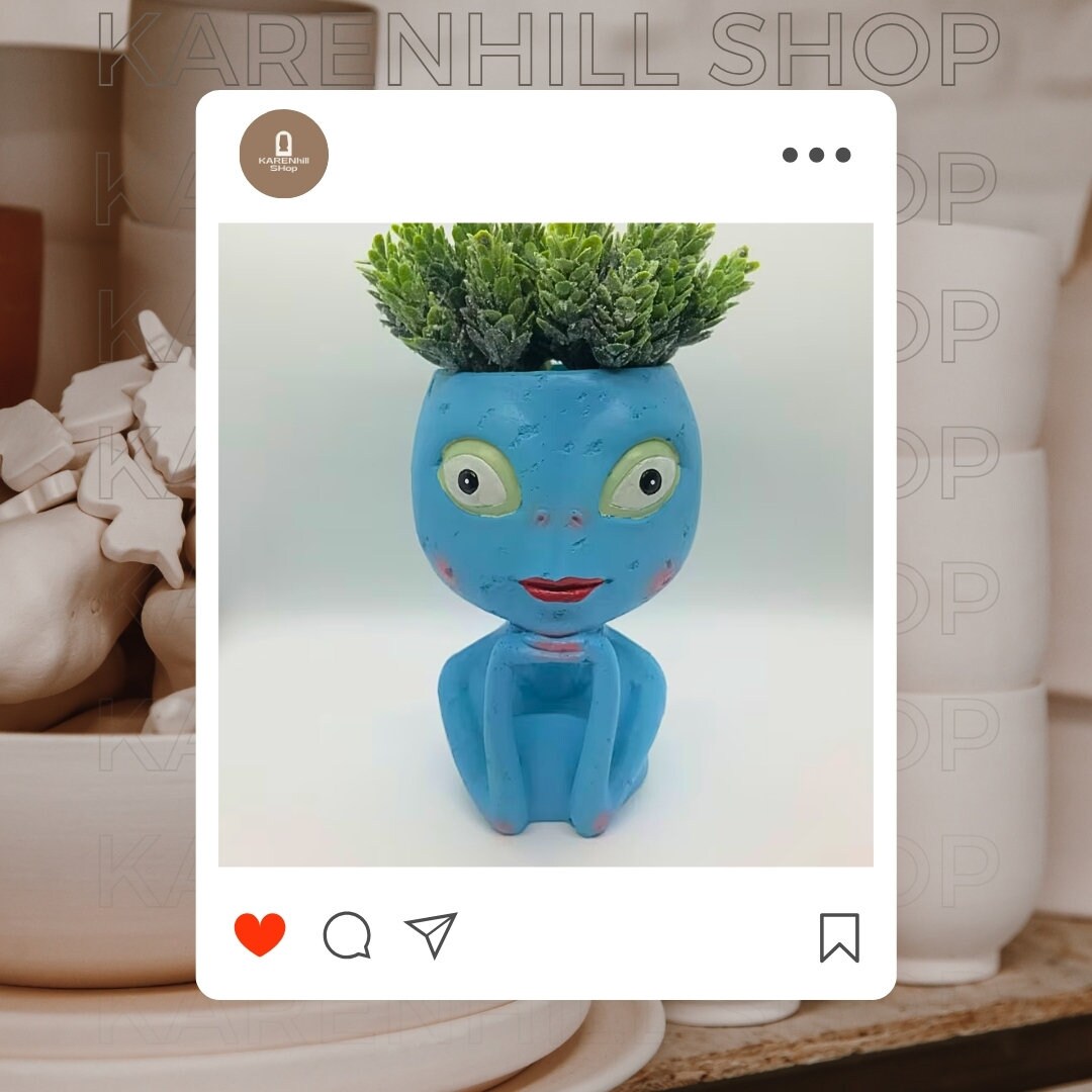 Blue Alien Planter Unique Ufo-inspired Boy Planter for - Etsy