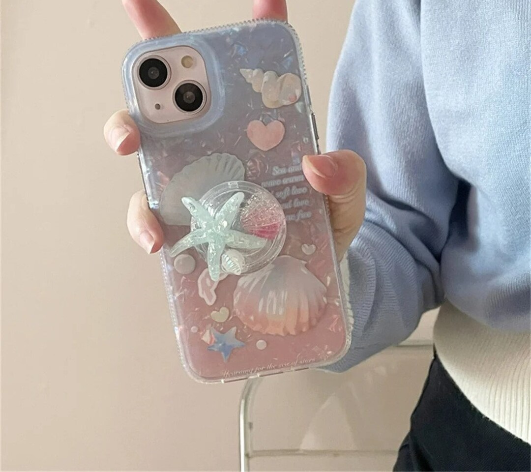 SCC French Cute Color Summer Glitter Starfish Shell Bracket - Etsy