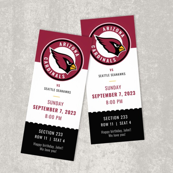 Arizona Cardinals Ticket Template - Etsy