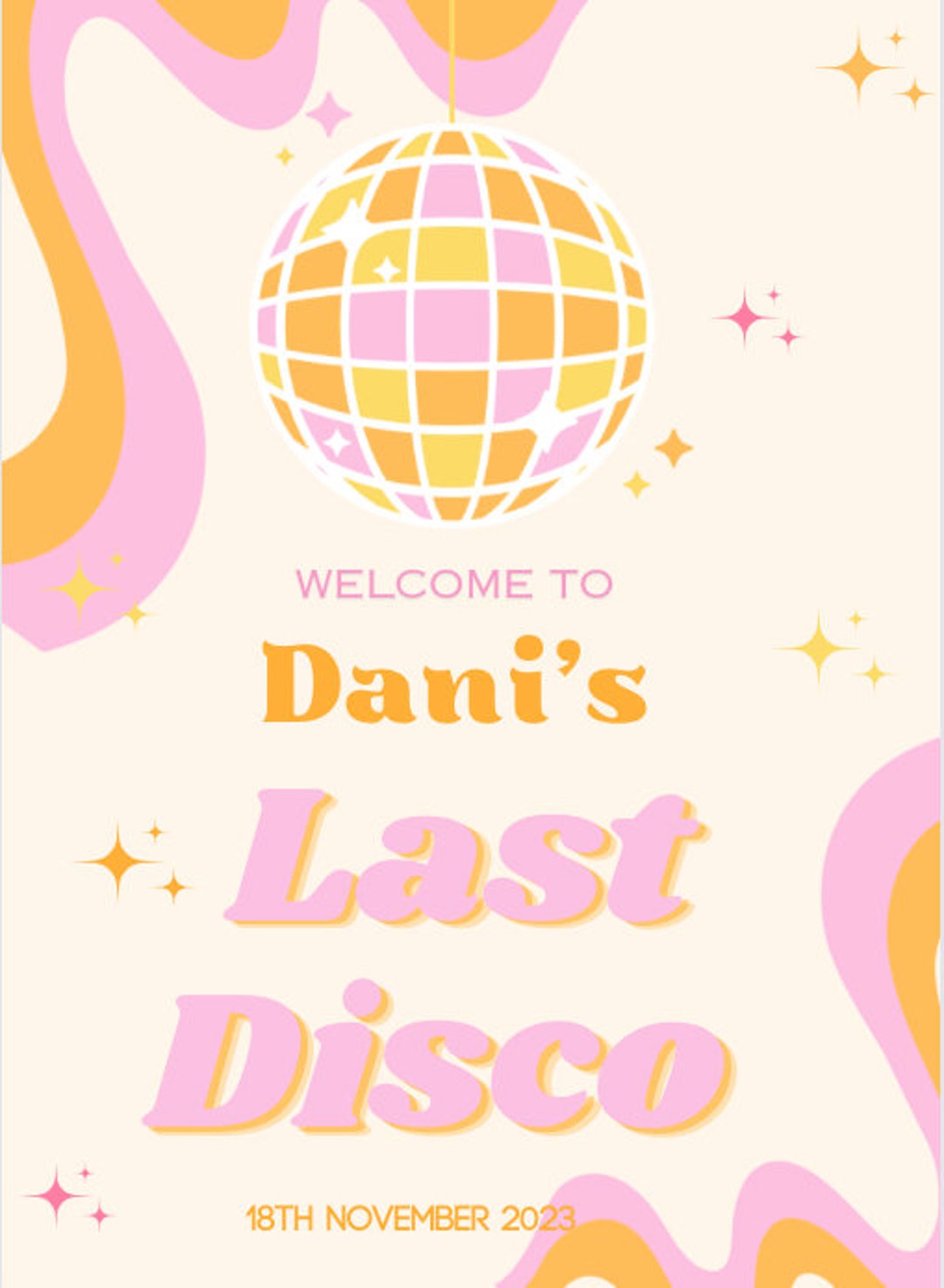 The Last Disco- Hens Sign- Canva Template - Etsy