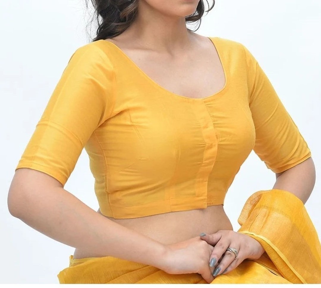 Front-open Round-neck Silk Blouse Saree Blouse Front Open - Etsy