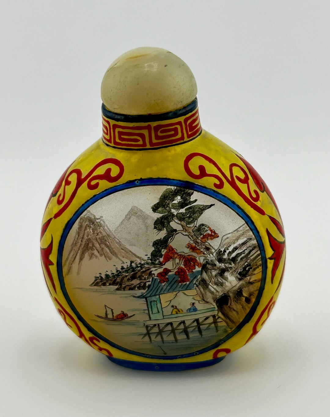 Glass Snuff Bottle With Reverse Painting - Etsy