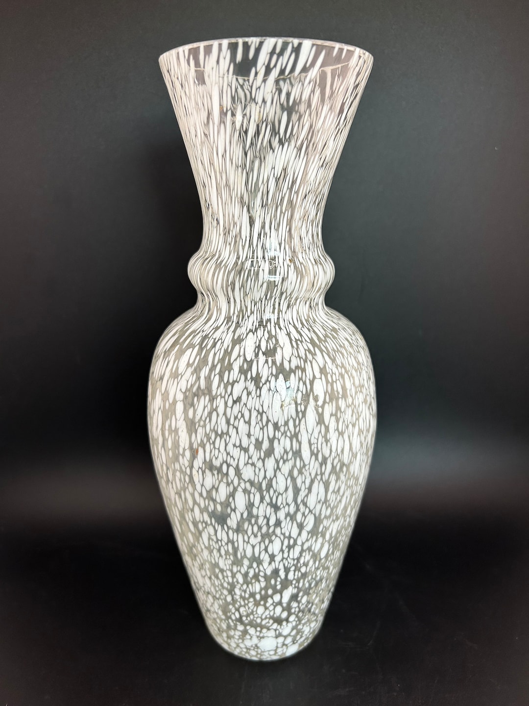 White Spatter Glass Vase - Etsy