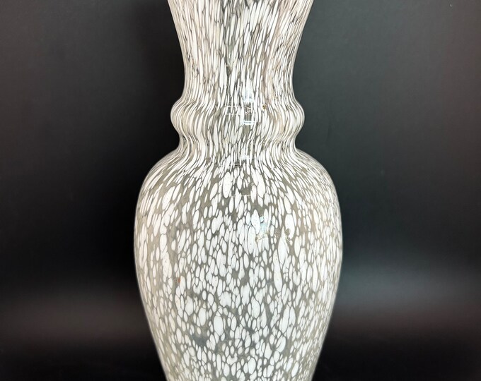 White Spatter Glass Vase - Etsy