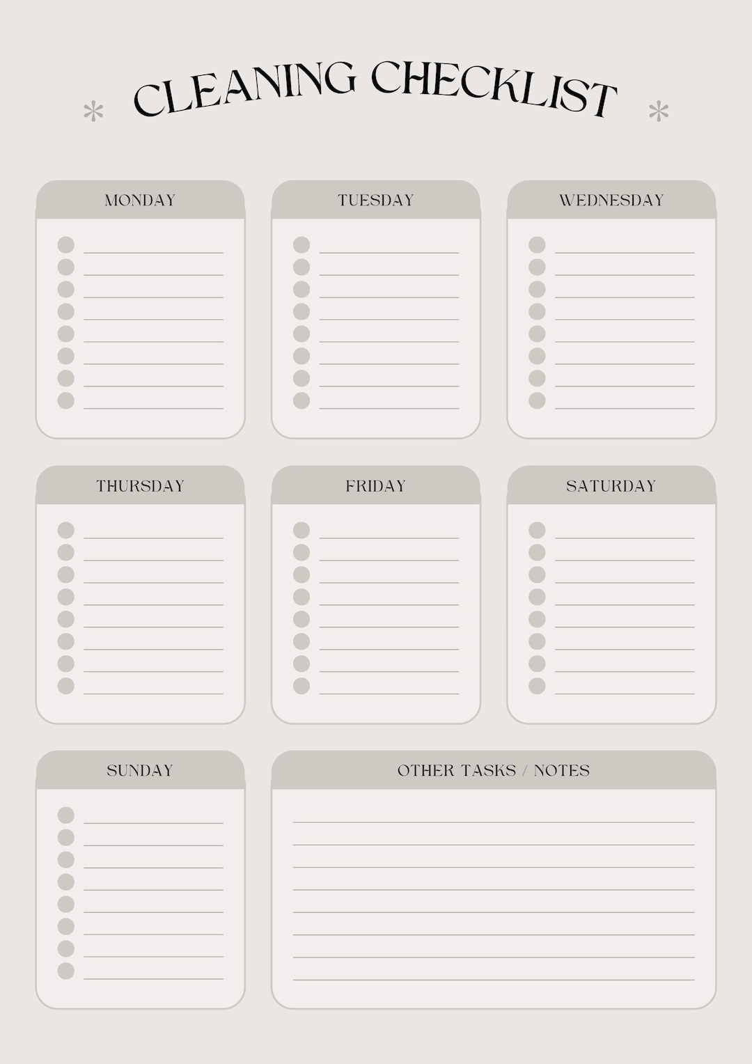 Minimal Cleaning Task Printable Checklist - Etsy