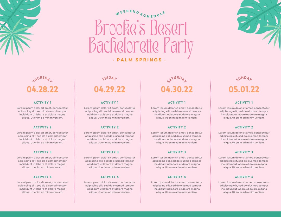 Desert Divas Palm Springs Miami Bachelorette Itinerary - Etsy