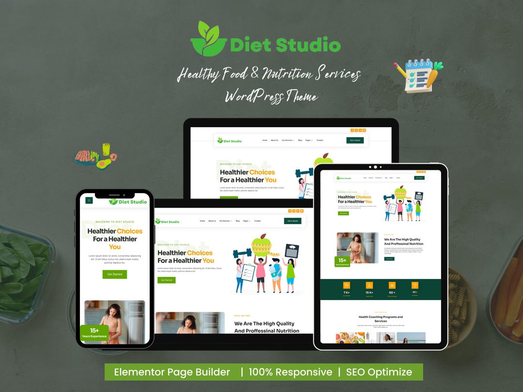 Diet Studio Wordpress Theme: Nutrition & Health Services - Etsy