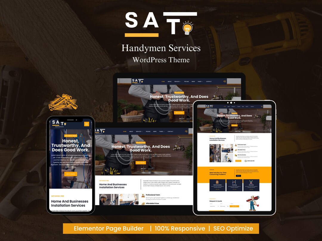 Handyman Website Template: Modern Wordpress Theme (elementor) - Etsy