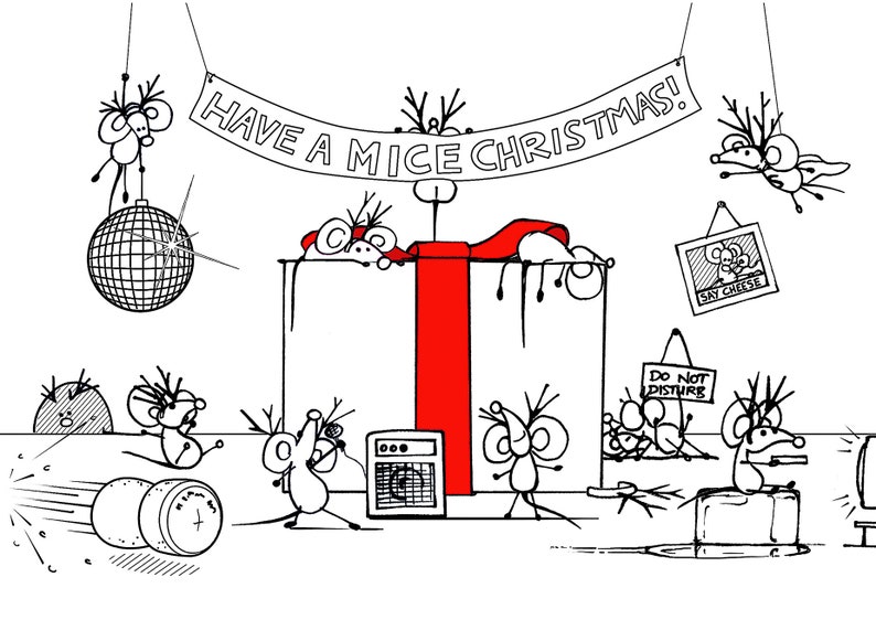 Funny Christmas Card - 'an Illegal Mouse Party' - Etsy UK