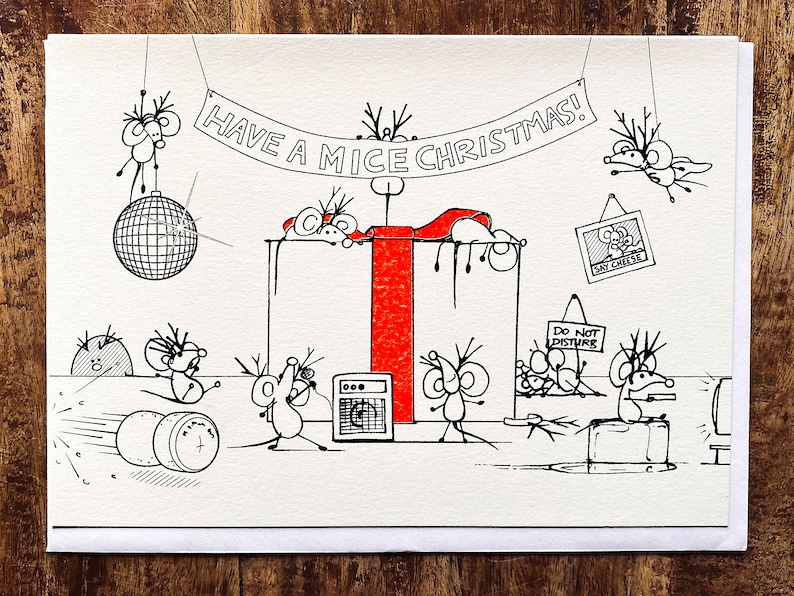 Funny Christmas Card - 'an Illegal Mouse Party' - Etsy UK