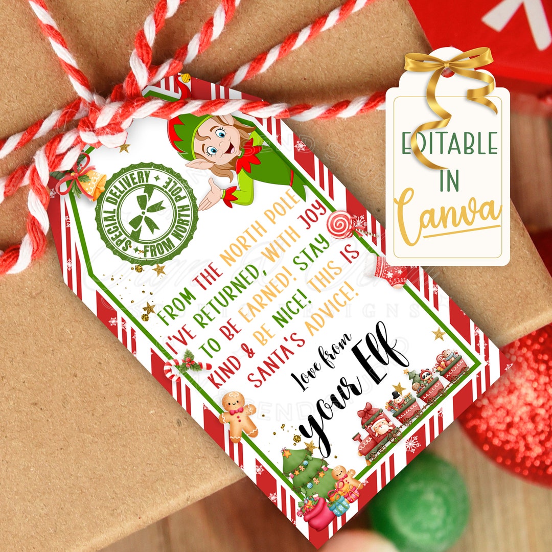 Im Back Elf Girl Gift Tags, Christmas Gift Tags, Elf Shelf Tags ...