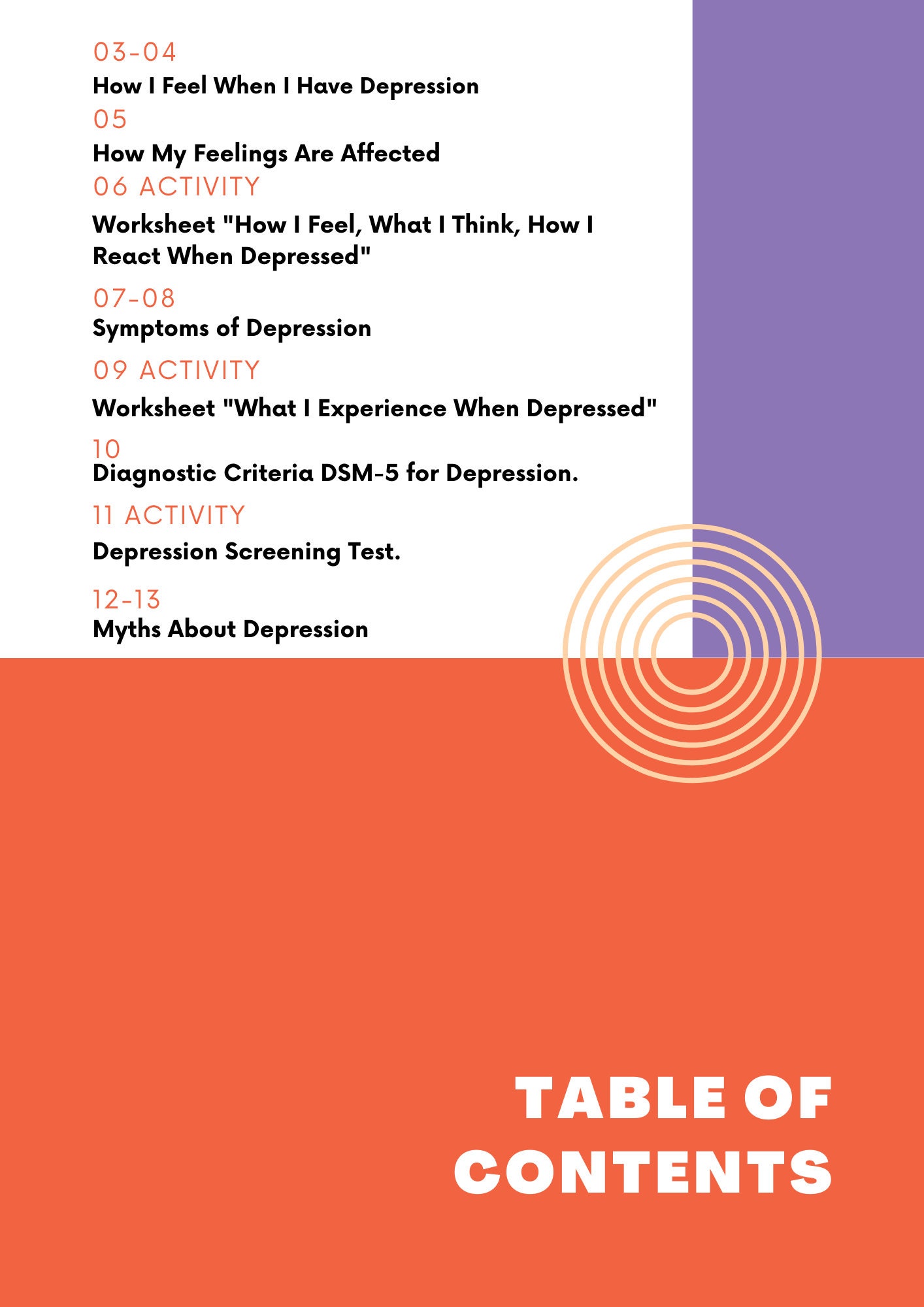 Depression Book , Therapy Worksheets, Symptoms of Depression, Test ...