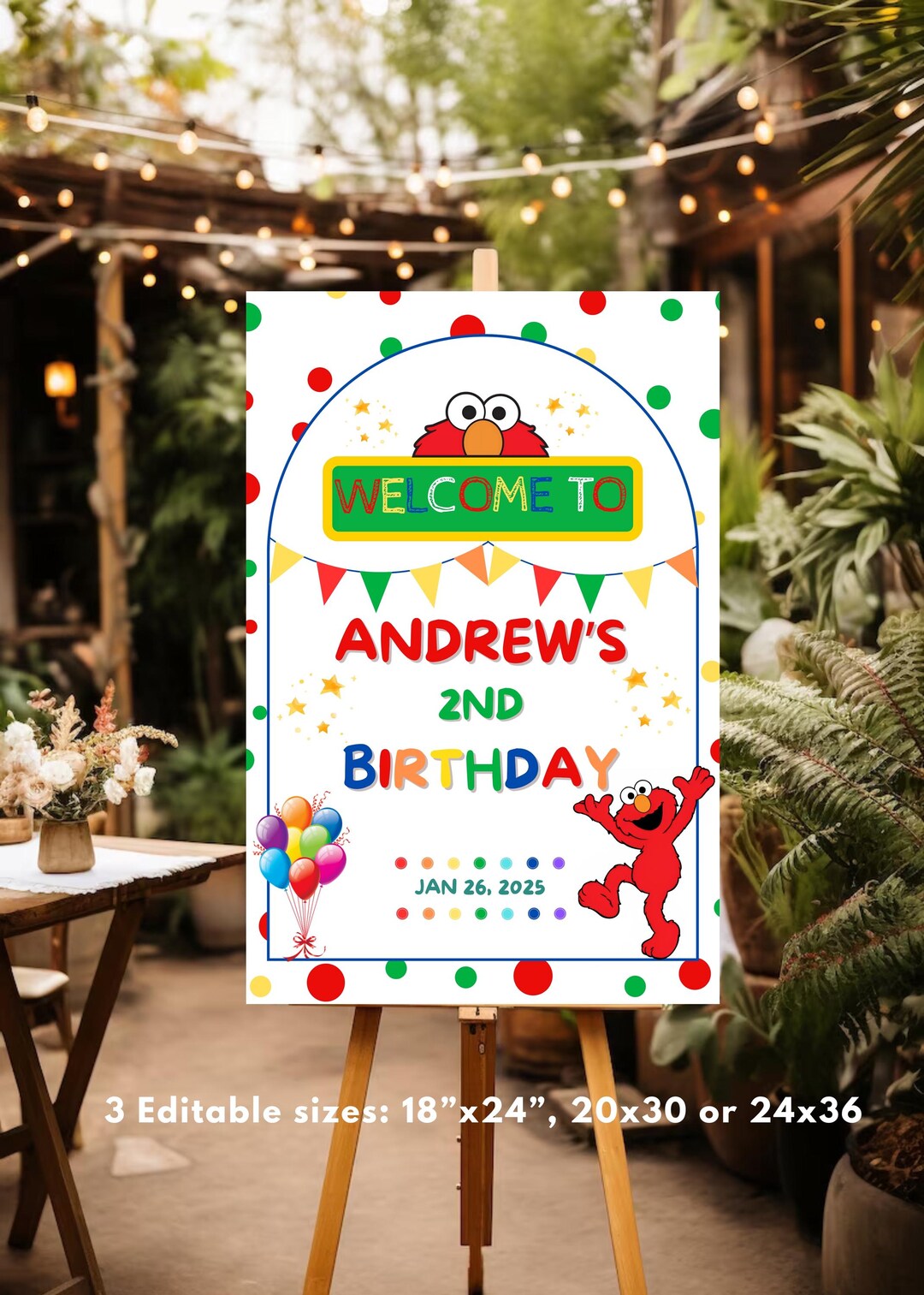 Birthday Welcome Sign Elmo Theme, Editable Digital File, Birthday Sign ...