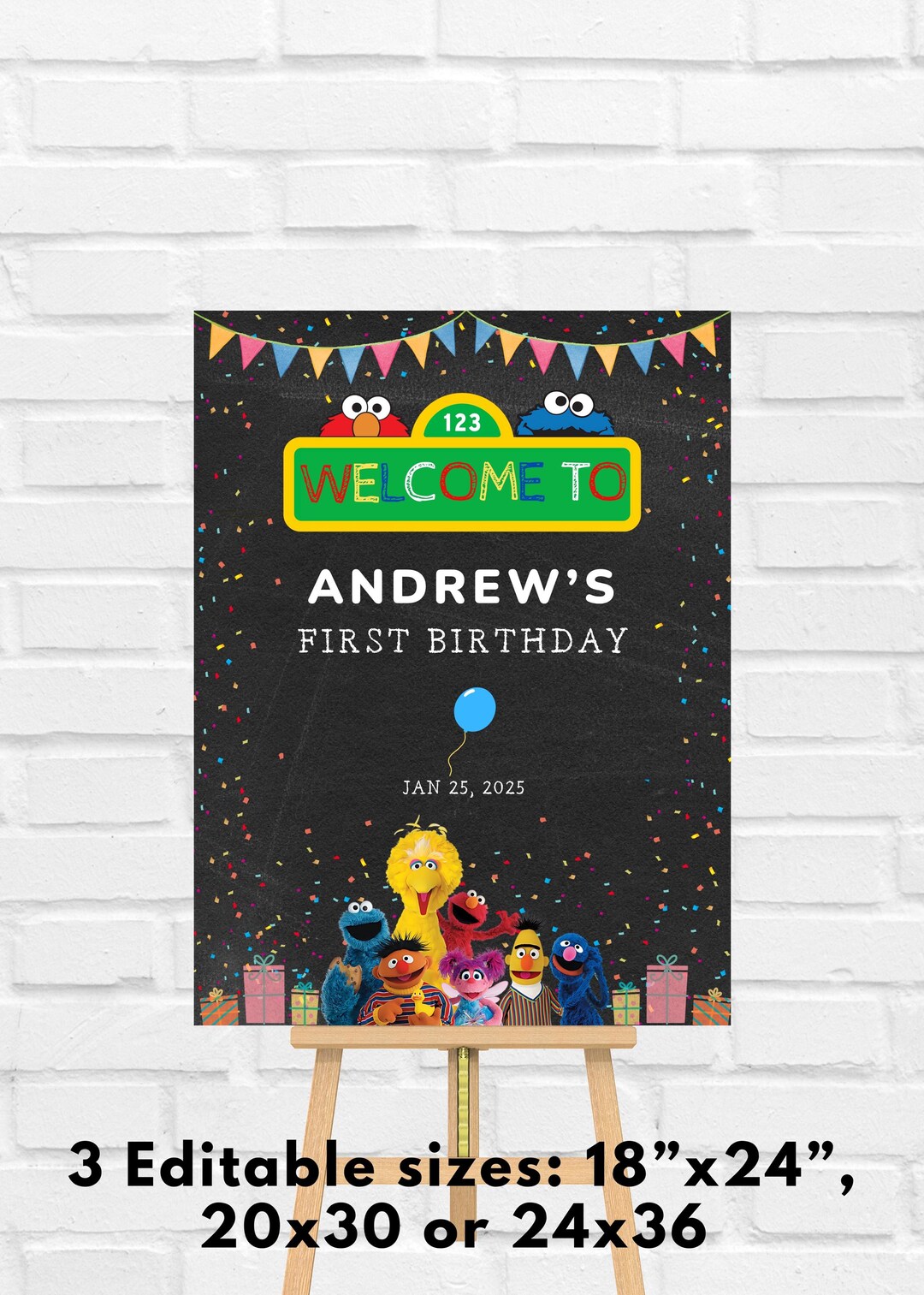 Birthday Welcome Chalkboard Sign, Editable Digital File, Birthday Sign ...