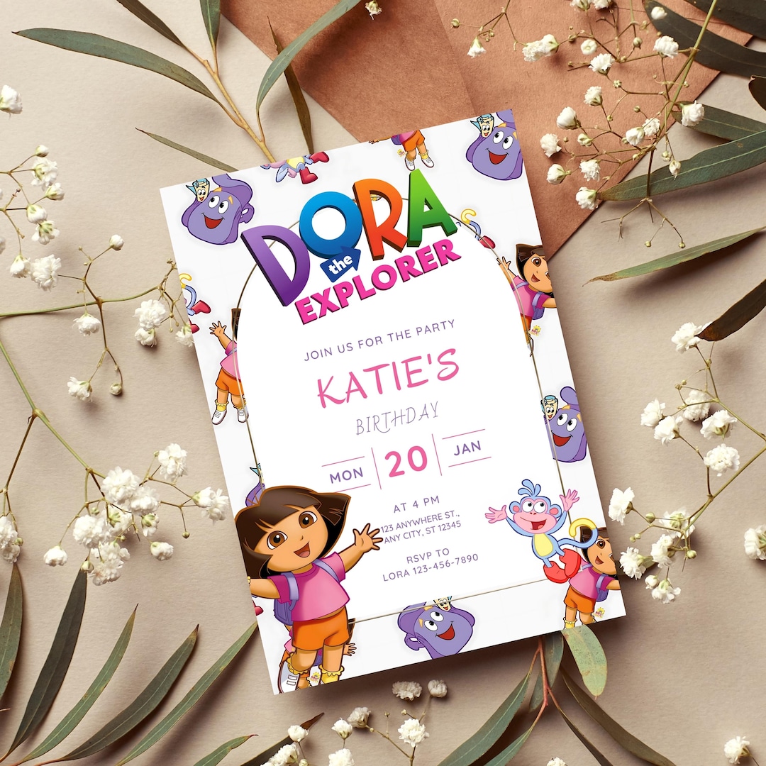 Dora the Explorer Digital Birthday Invitation Dora Evite Dora Birthday ...