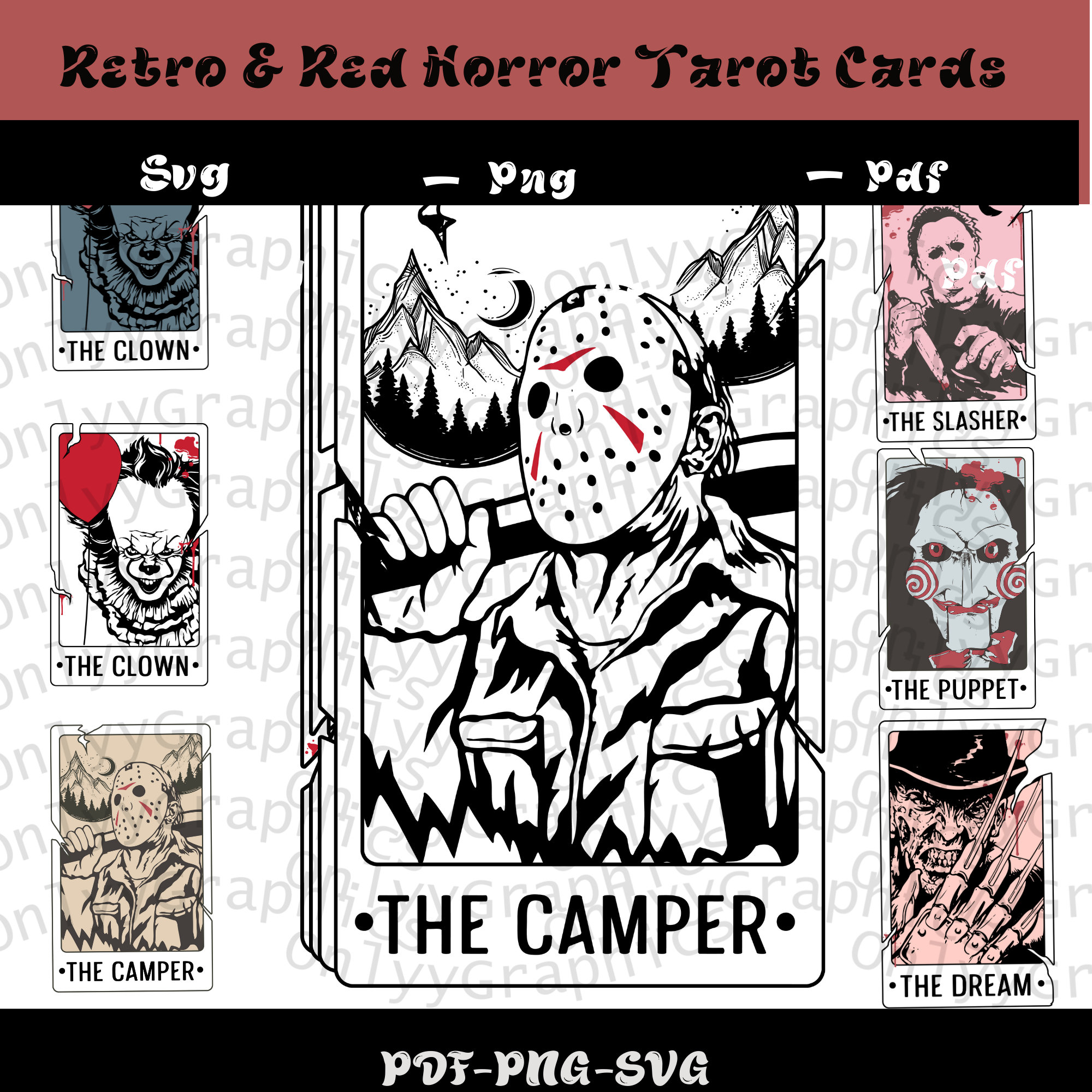 Horror Tarot Card Bundle Svg, Horror Retro Tarot Card Bundle Svg ...
