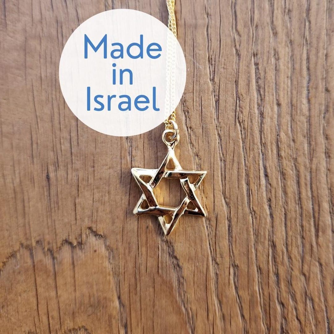 Jewish Star Necklace Gold Star of David Necklace Judaica Gift Made in ...
