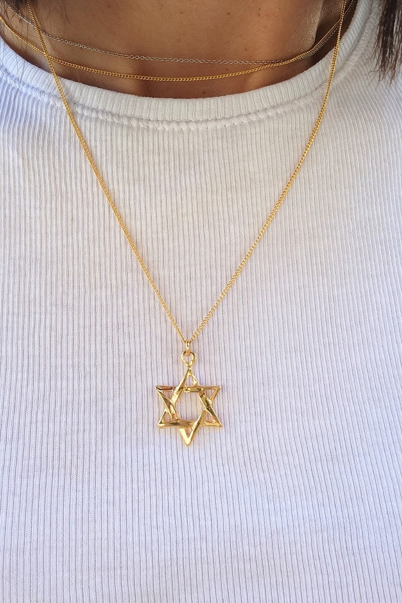 Jewish Star Necklace Gold Star of David Necklace Judaica Gift Made is ...