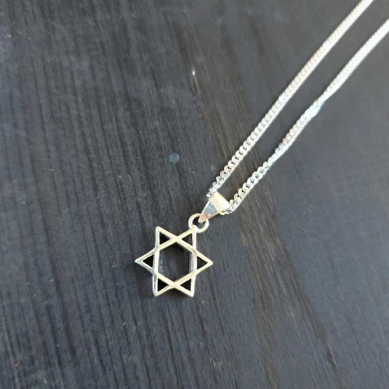 Jewish Star Men Necklace Silver Star of David Necklace Judaica Gift ...