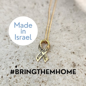 Yellow Ribbon Israel Necklace Bring Them Home Now Pin Hostages Support Israel Jewelry Made in ...