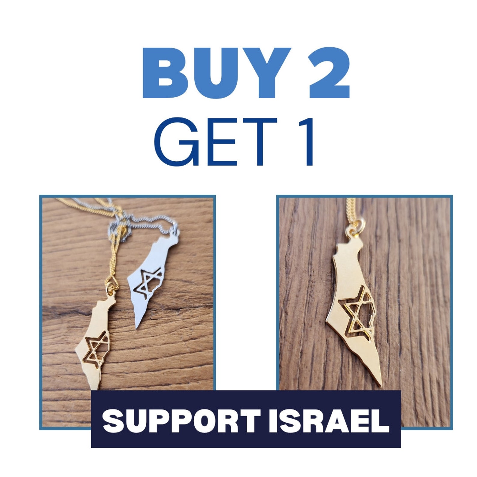 Israel Map Necklace Jewish Star Gold Necklace Judaica Gifts Made is Israel Map I Stand With ...