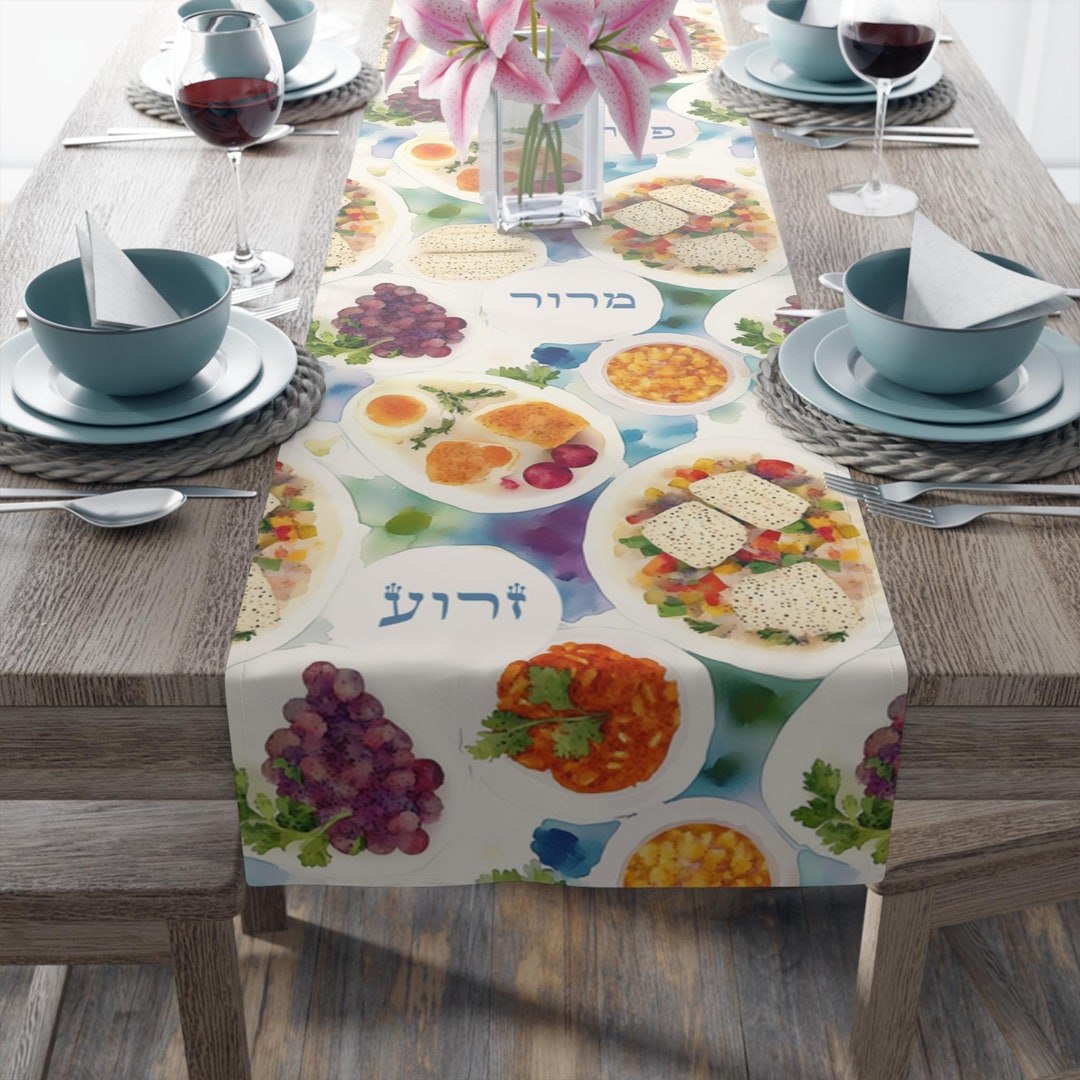 Seder Pesach Judaica Gift Passover Table Runner Matzah Cotton Jewish ...