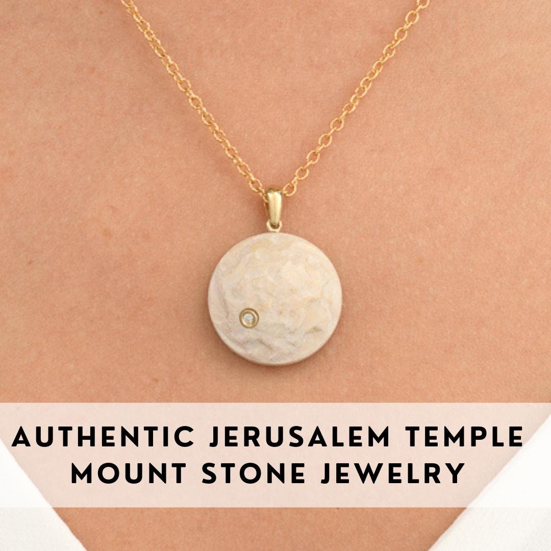 Jerusalem Stone Israel Necklace Diamond Gold Necklace Temple Mount ...