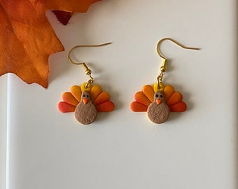 Polymer Clay Fall Turkey Earrings - Etsy