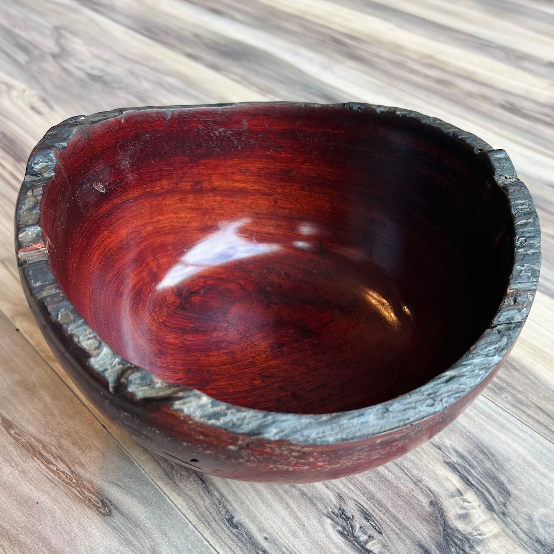 9" Deep Red Cocobolo Wood Bowl With a Natural Edge - Etsy
