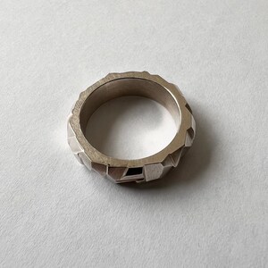 Random Facet Carved Ring, Handmade Sterling Silver Ring, Chunky ...