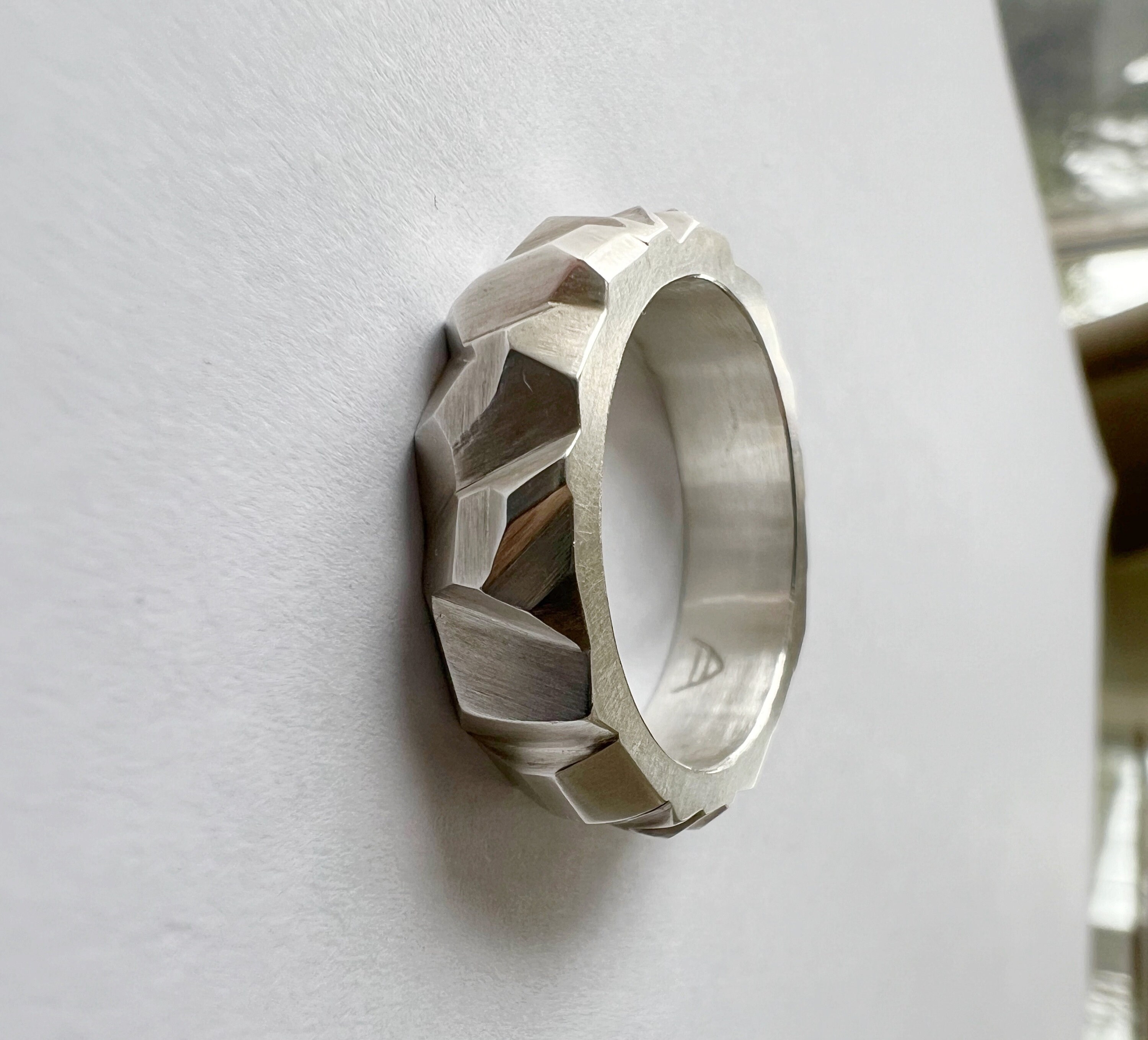 Random Facet Carved Ring, Handmade Sterling Silver Ring, Chunky ...