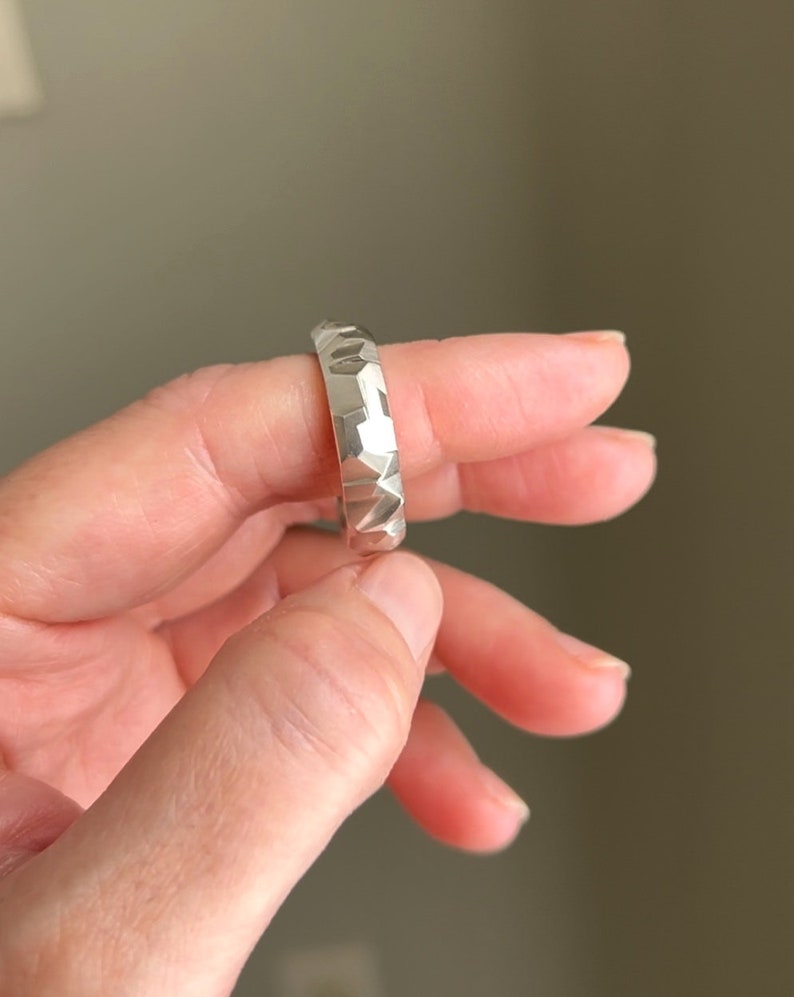 Random Facet Carved Ring, Handmade Sterling Silver Ring, Chunky ...