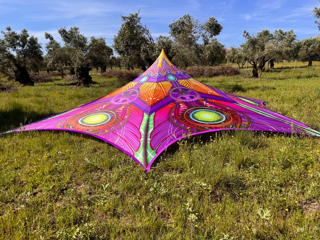 Lycra Canopy, Indian Purple Ceiling Decoration Psychedelic Lycra Party ...