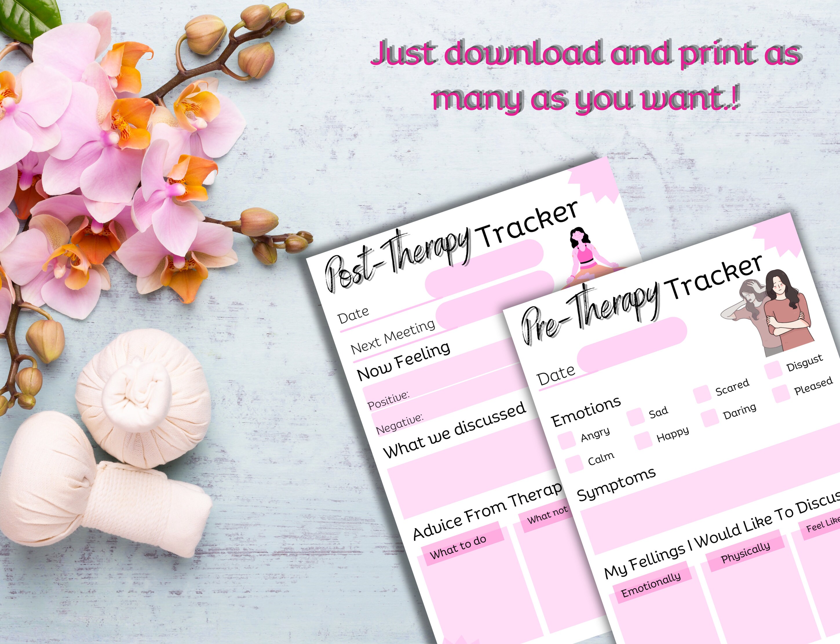 Pre Therapy Tracker Post Therapy Tracker Pink Tracker - Etsy