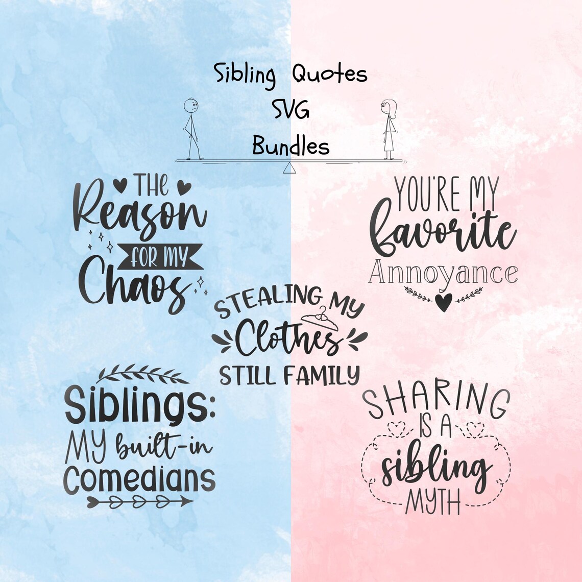 Sibling Quotes SVG Graphic Bundle, Brother Sister Quotes Shirts Designs ...