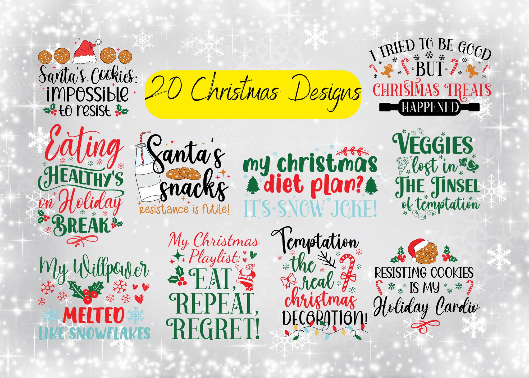 Funny Christmas Graphic Bundle, Christmas EPS PNG Designs, Christmas ...