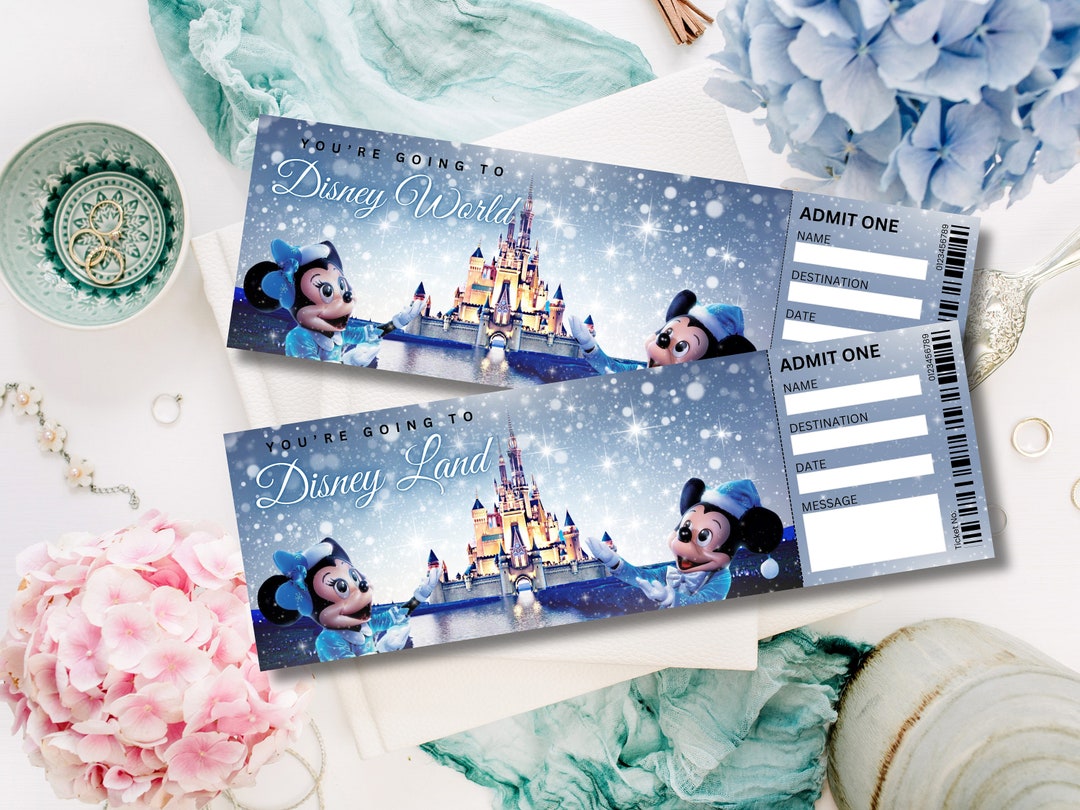 Editable Disneyworld Ticket, Disney Theme Park Ticket, Disney Surprise ...