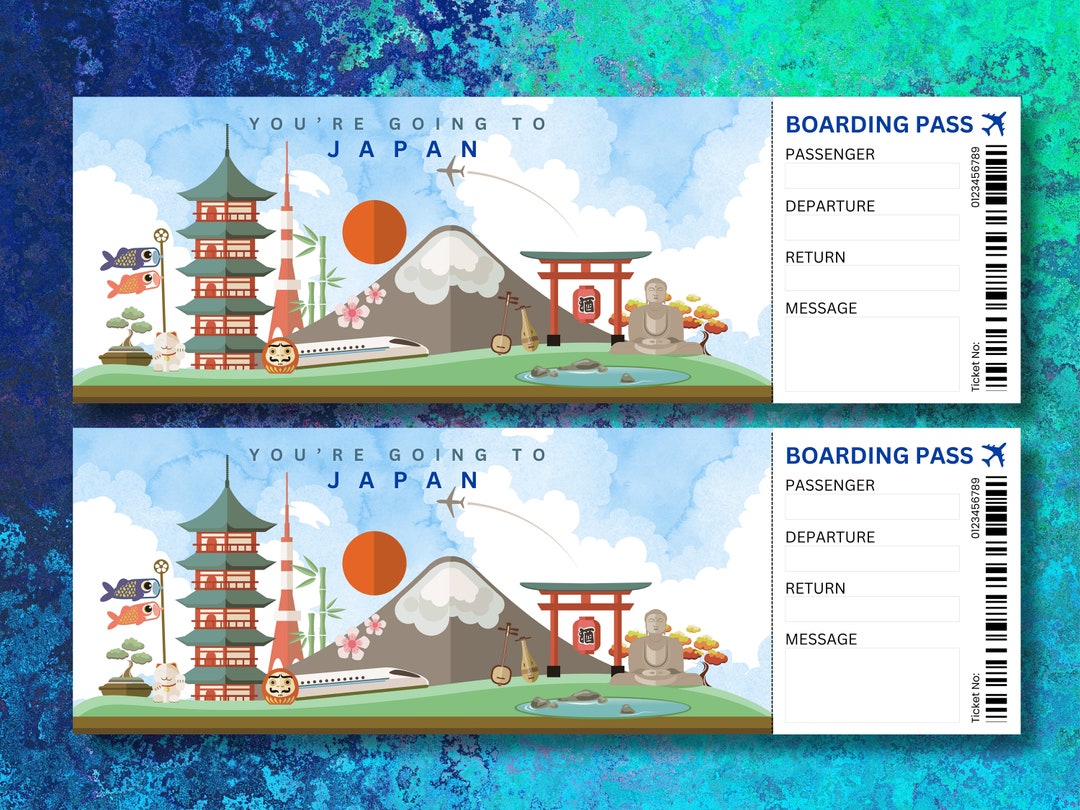 Japan Boarding Pass, Editable Japan Surprise Gift Ticket, Trip to Japan ...