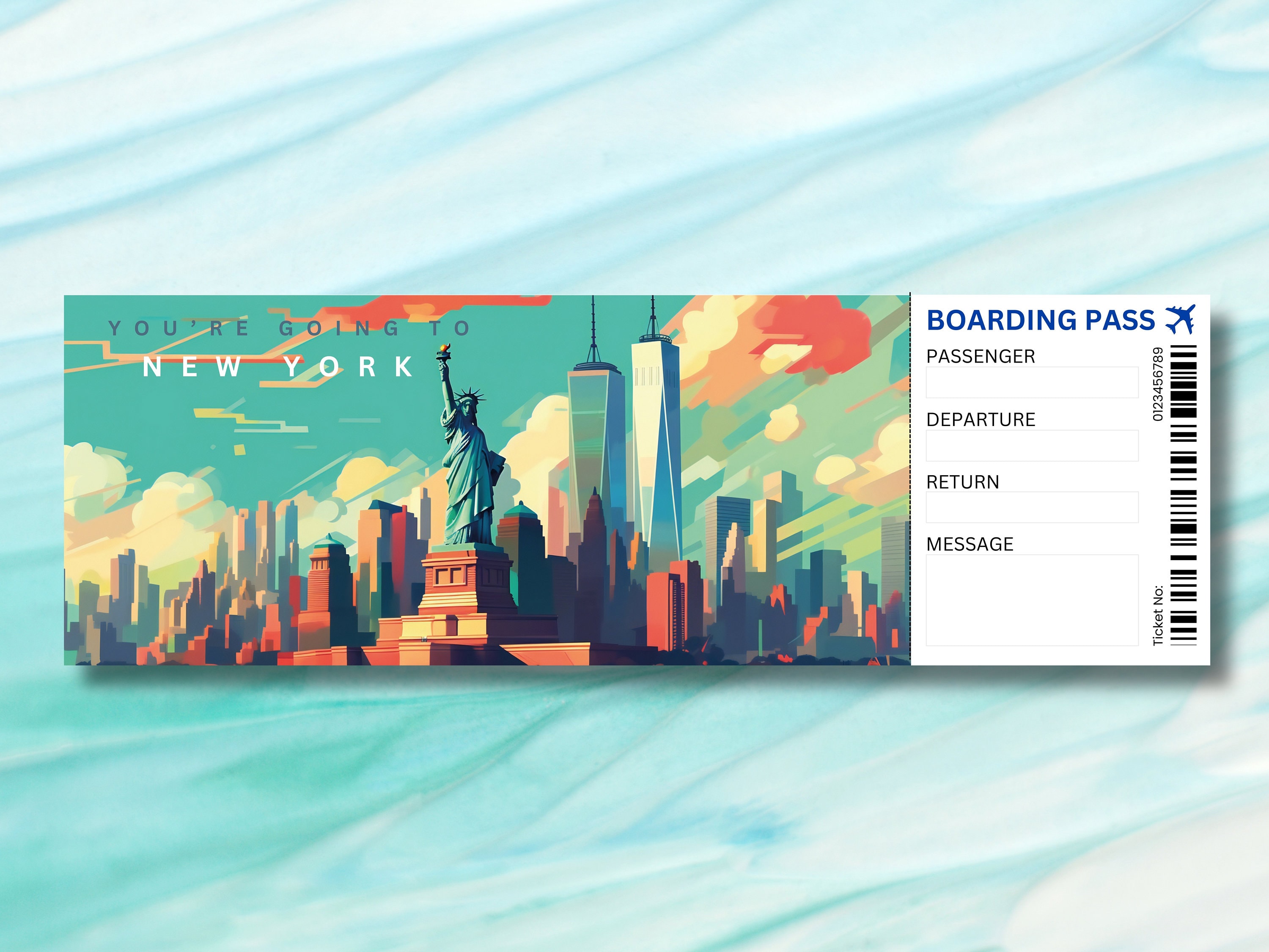 New York Boarding Pass Printable, Editable New York Surprise Gift ...