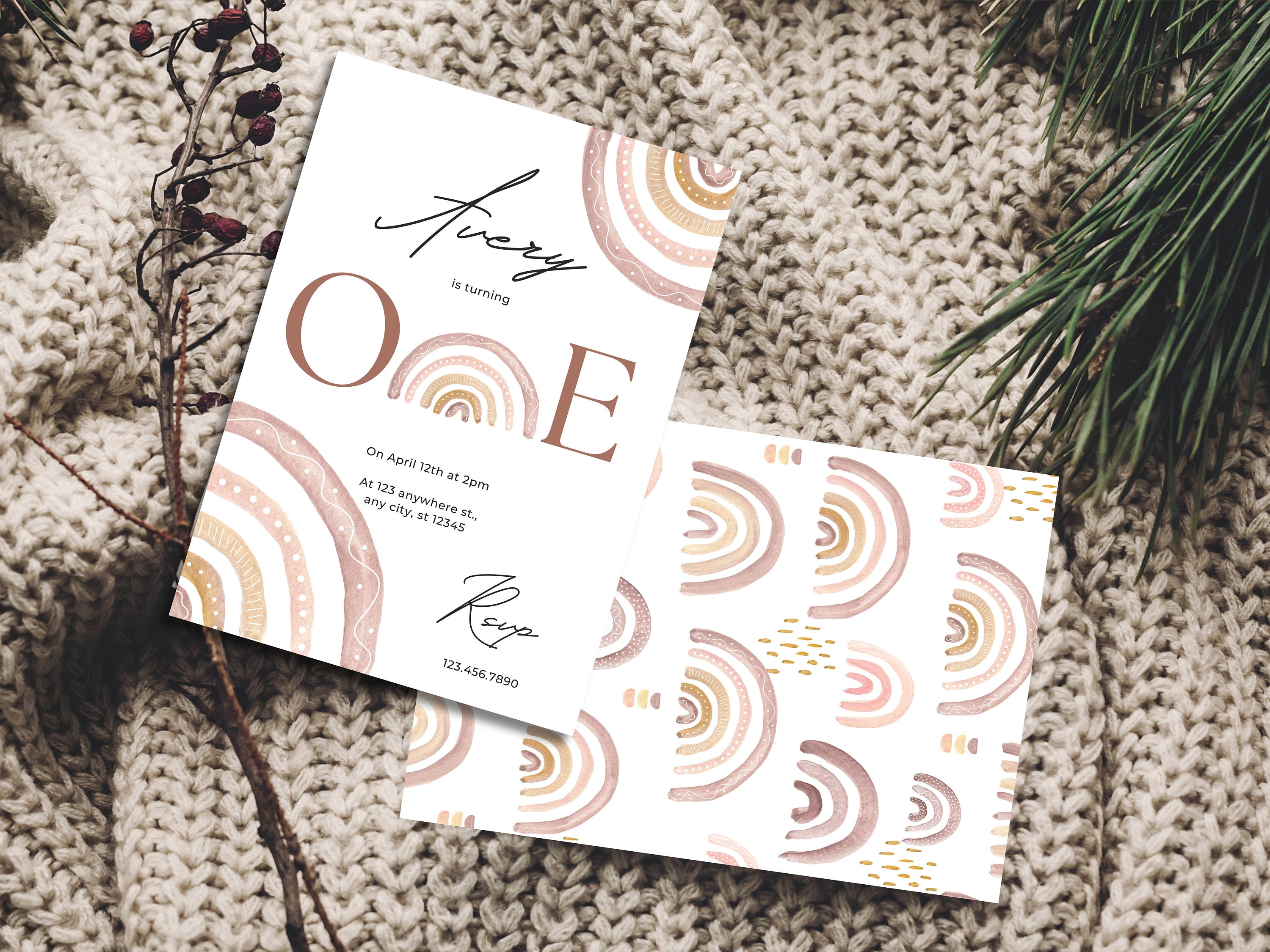 Editable Boho Rainbow Birthday Invitation, Rainbow Invitation, Rainbow ...