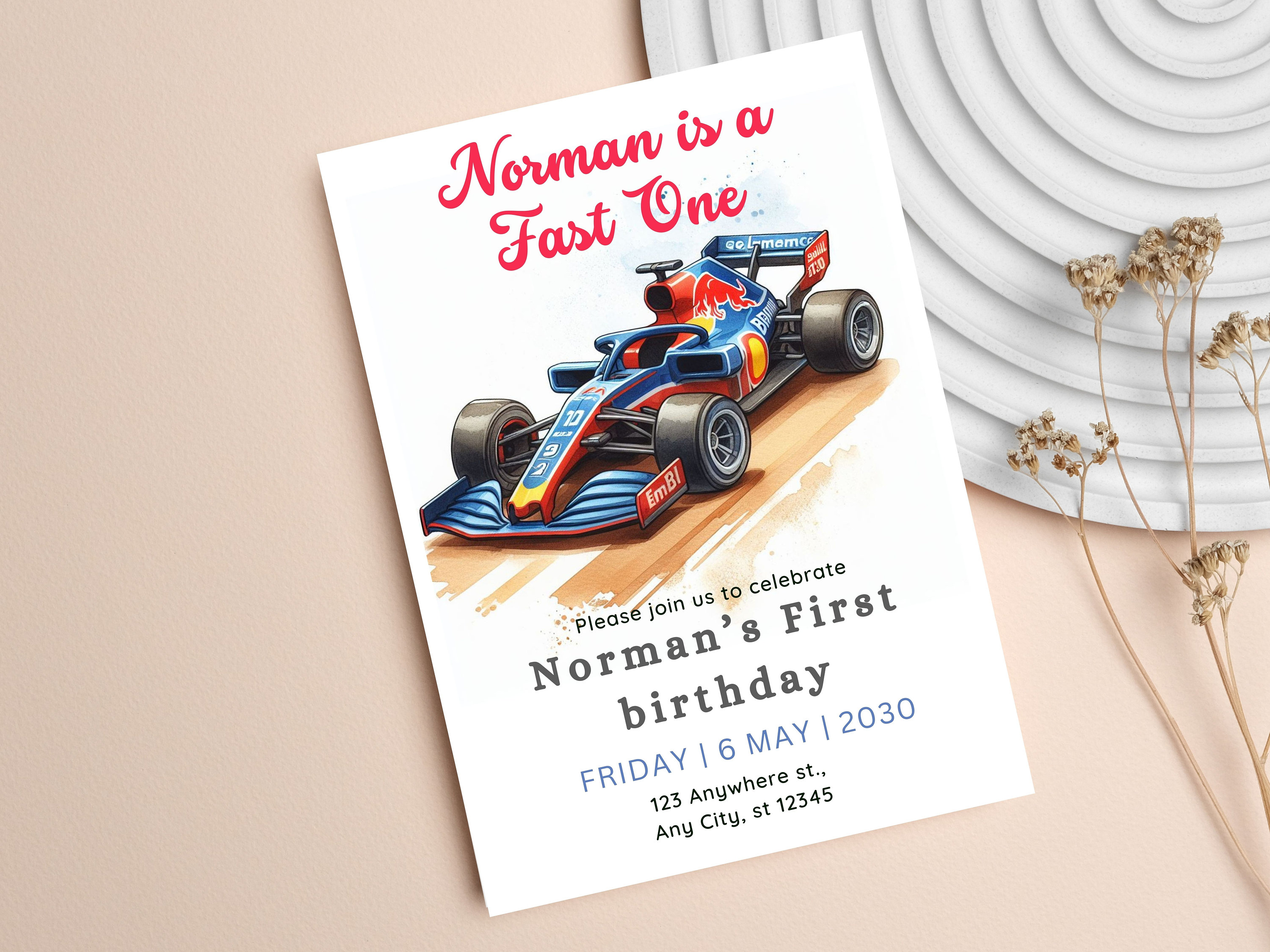 Racing Birthday Invitation Boy Digital Mobile Phone Electronic Email ...