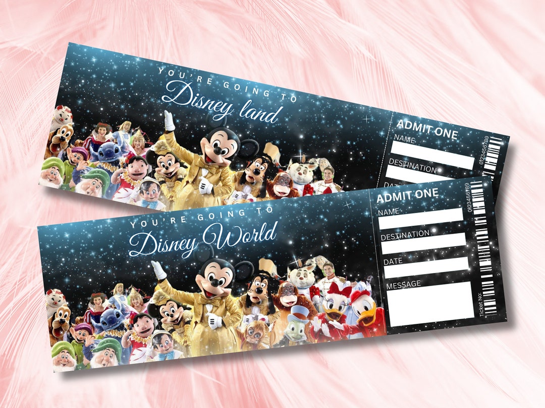Editable Disneyworld Ticket, Disney Theme Park Ticket, Disney Surprise ...
