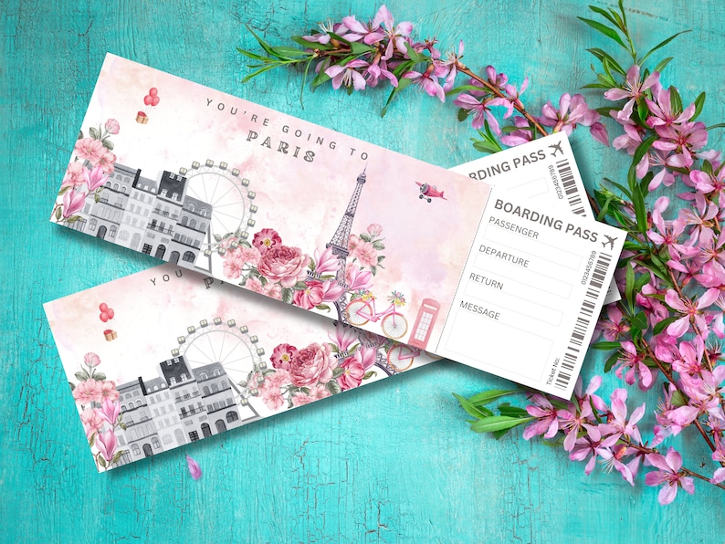 Paris Boarding Pass Printable Template, Editable Paris Surprise Gift ...